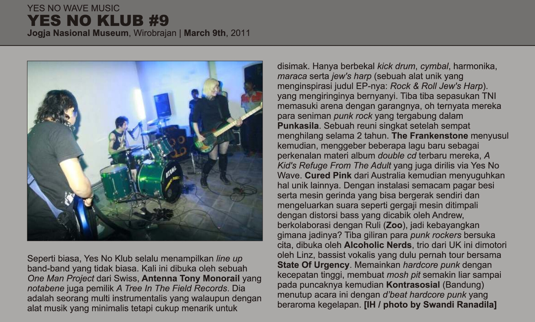 Reportase Acara Yes No Klub #9 – JOGJA SONIC INDEX