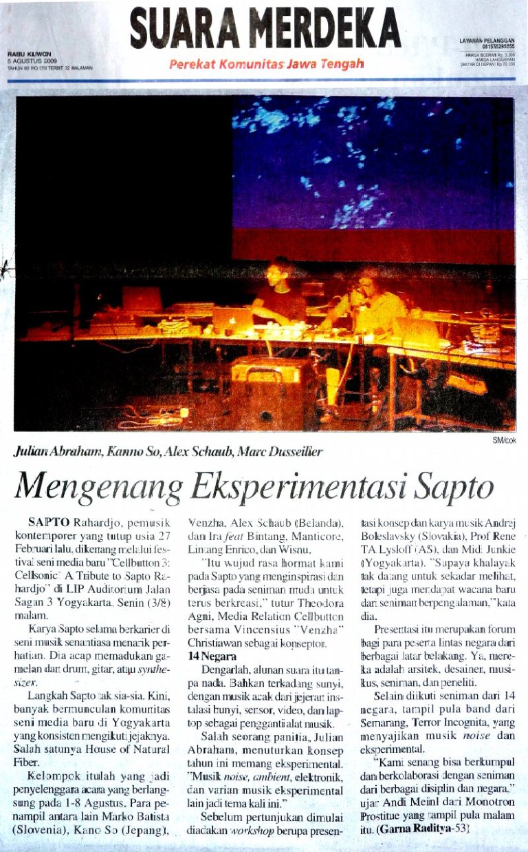 Mengenang Eksperimentasi Sapto – JOGJA SONIC INDEX
