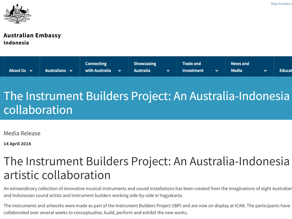 The Instrument Builders Project: An Australia-Indonesia artistic ...